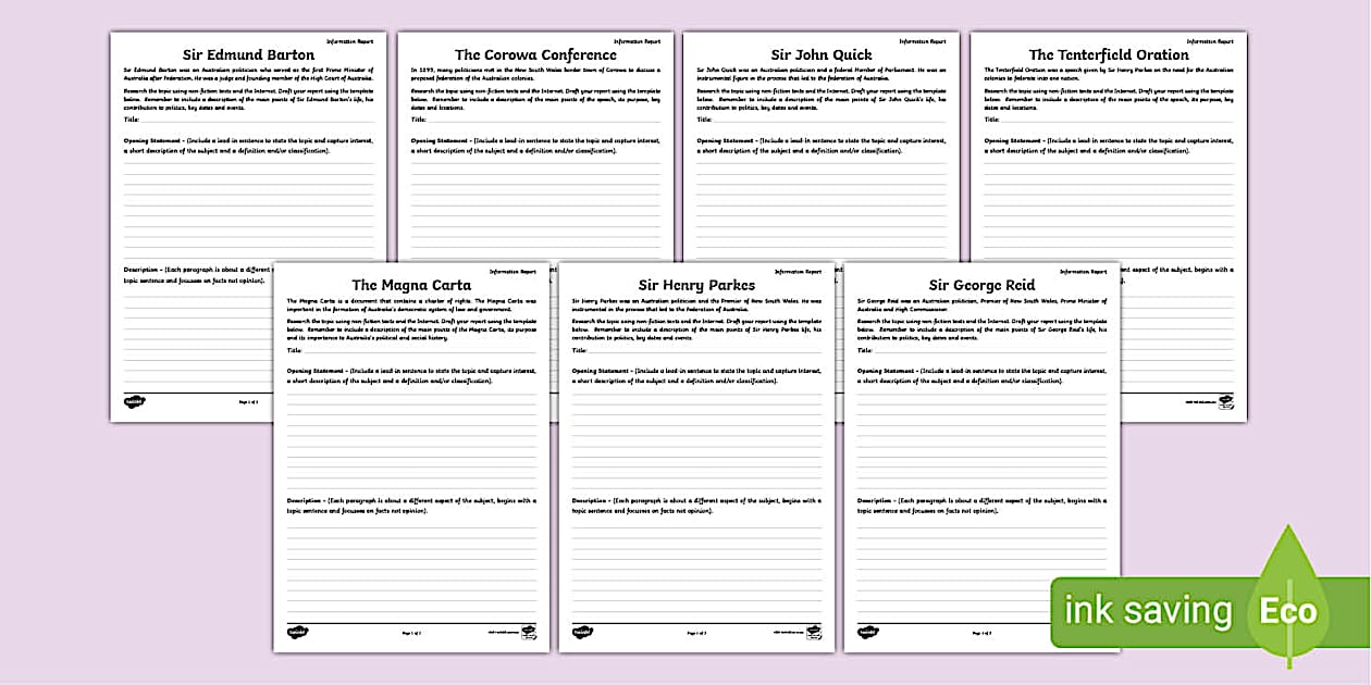 Year 6 History Key Figures and Events Report Writing Frames Pack