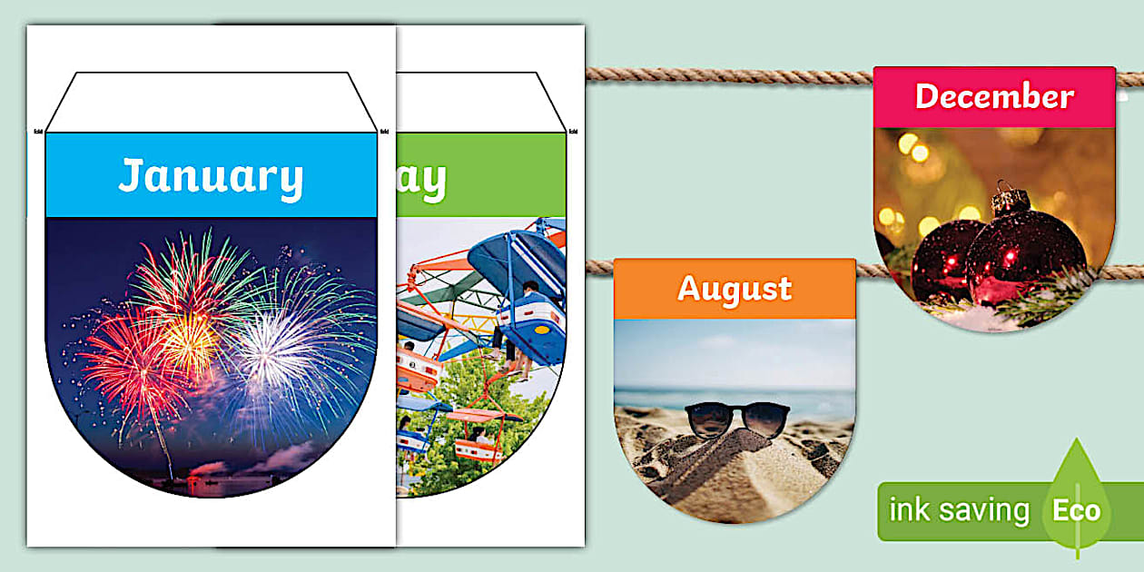 Months of the Year Photo Display Bunting (teacher made)