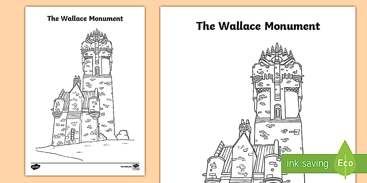 The Wallace Monument Colouring Page (teacher made) - Twinkl