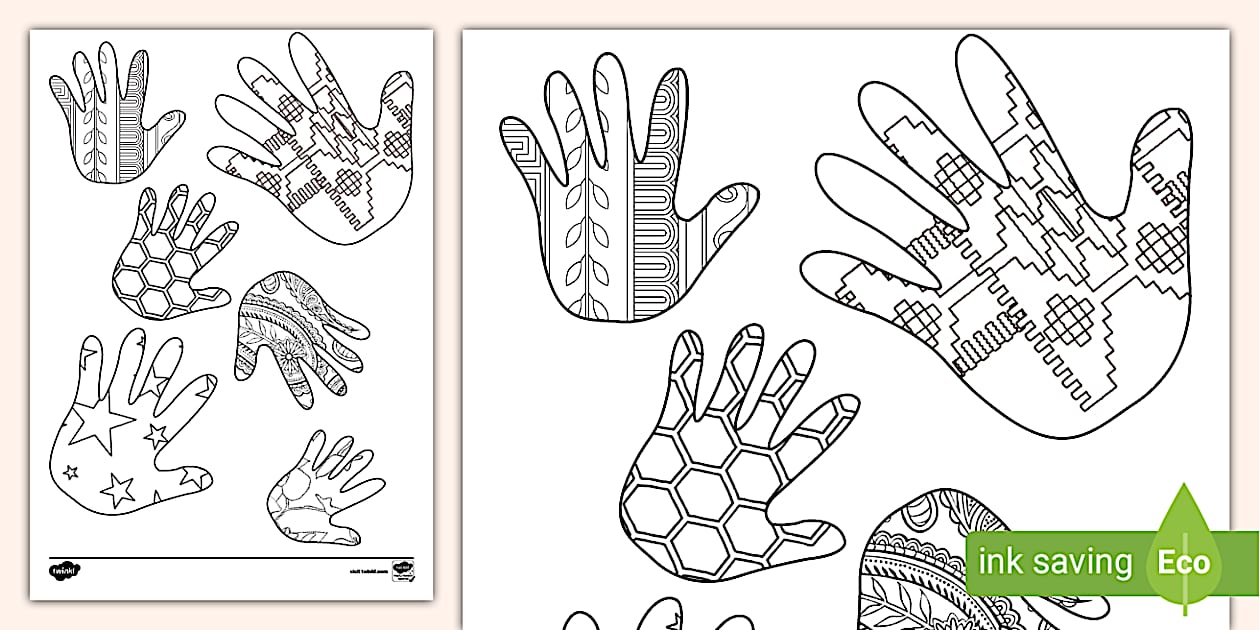 Handprint Colouring Page (nauczyciel wykonał) - Twinkl