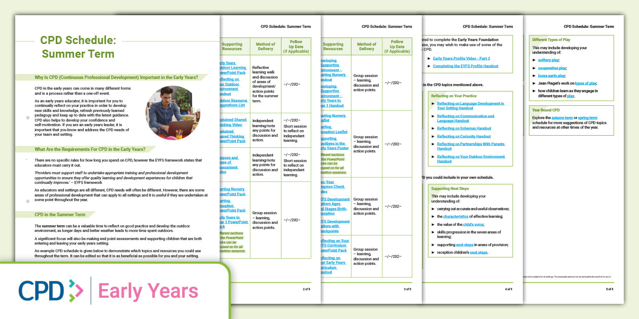 CPD Schedule | Summer Term - Twinkl