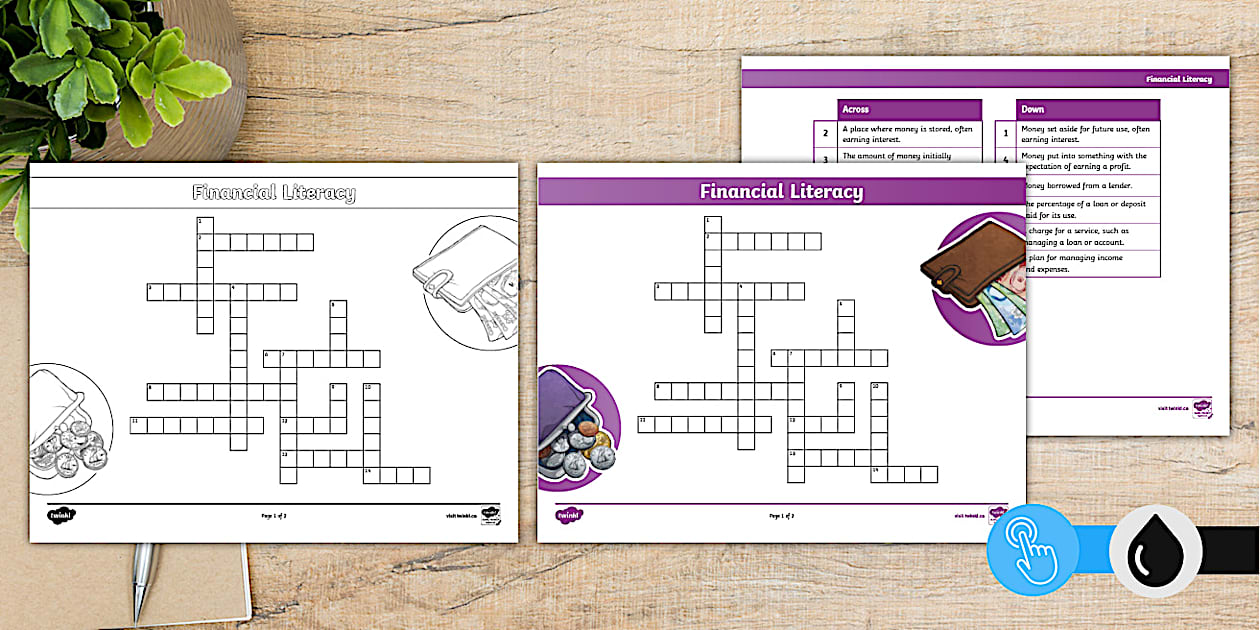 Financial Literacy Crossword Puzzle Activity - Twinkl