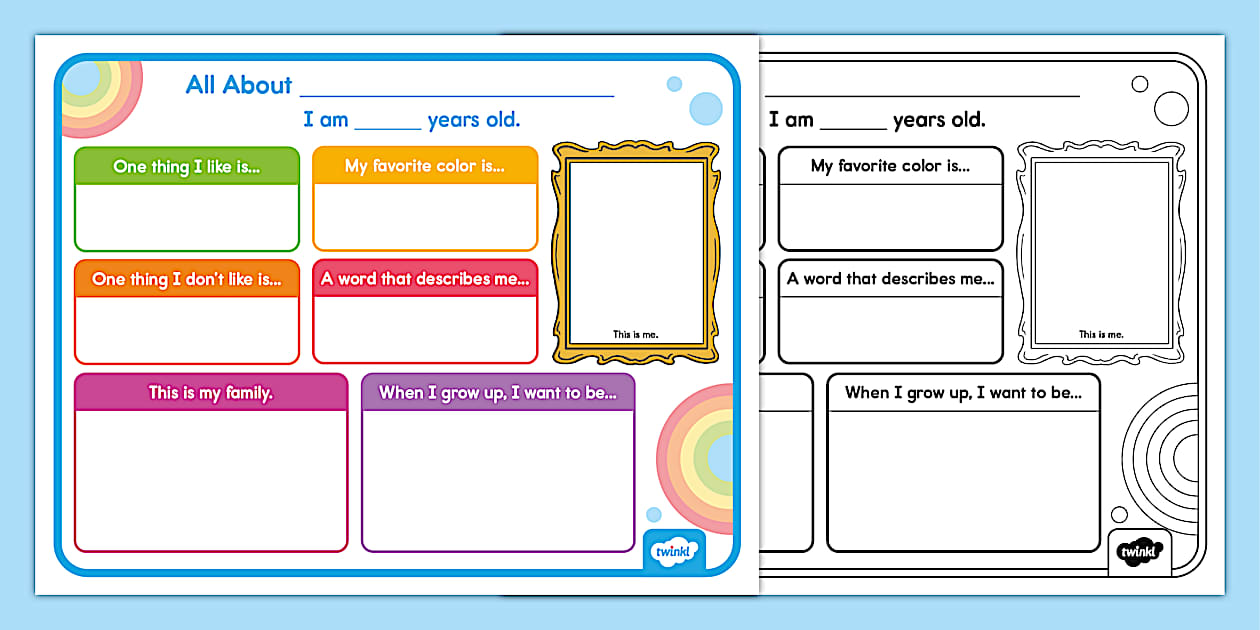 Editable All About Me Poster (teacher made) - Twinkl