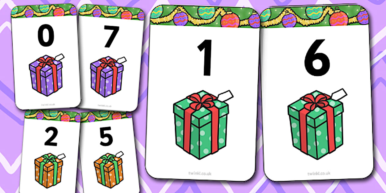 Number Bonds to 7 Present Matching Cards Activity - christmas