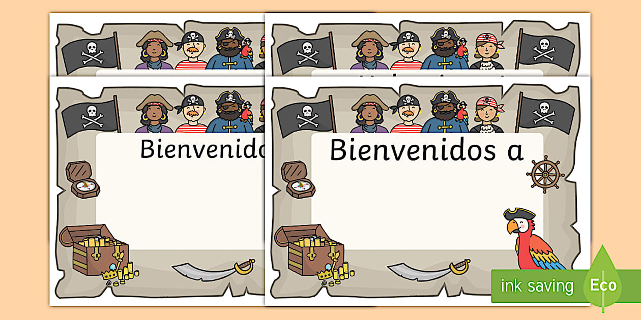 Cartel: Bienvenidos - Piratas (teacher made) - Twinkl