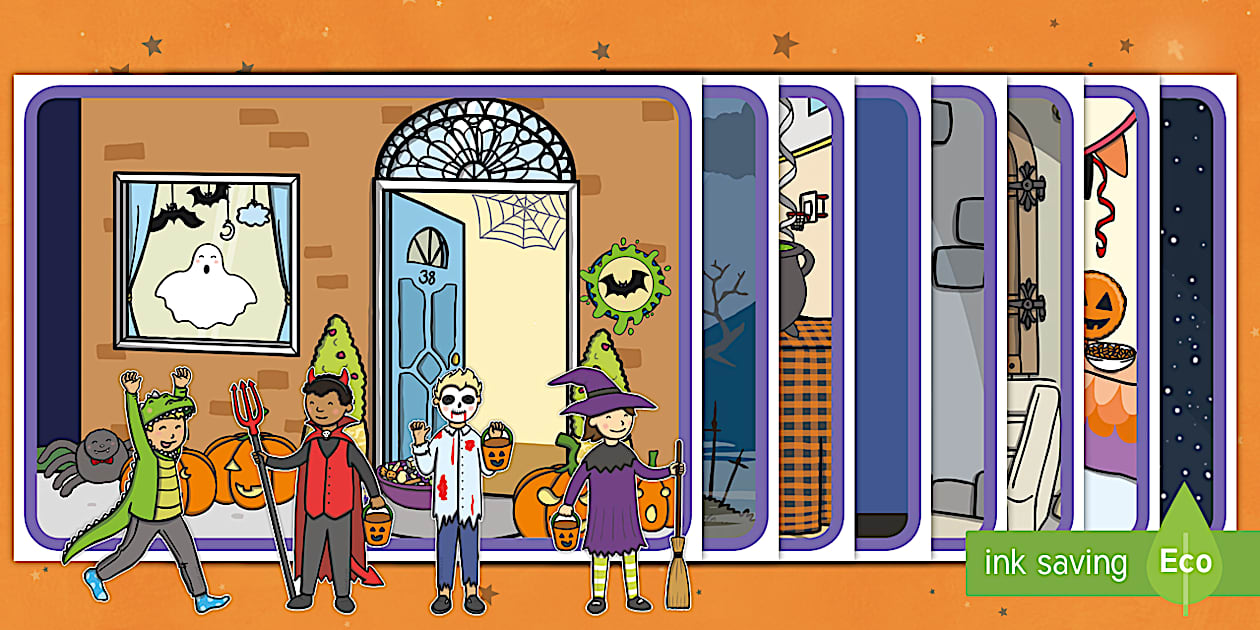 Halloween Story Scene Activity (teacher made) - Twinkl