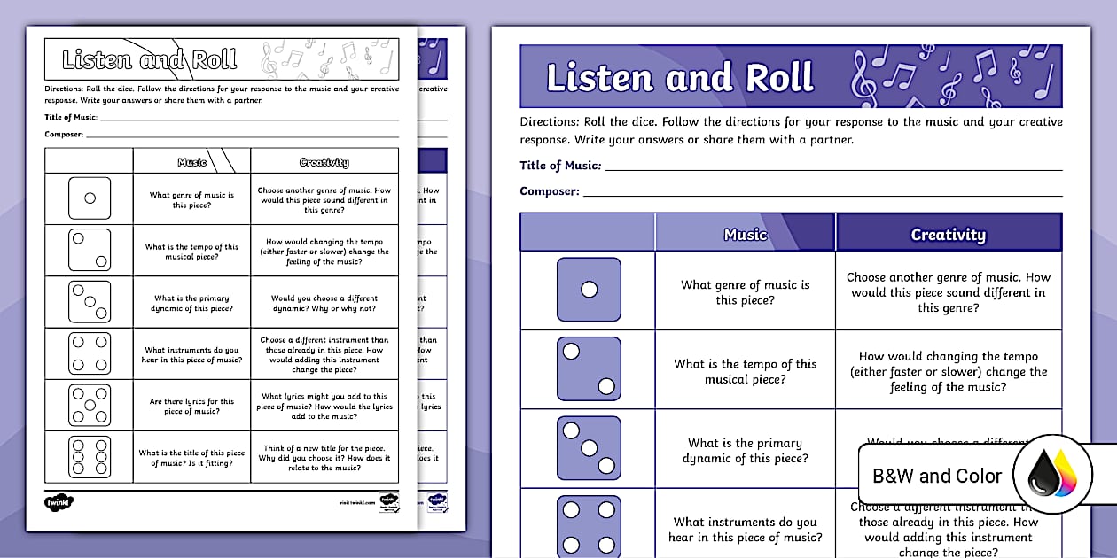 Music Response Worksheet | Teaching Resources | Twinkl USA