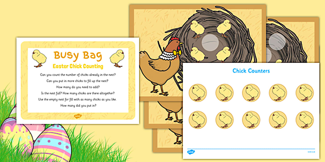 Easter Chick Counting Busy Bag Prompt Card and Resource Pack
