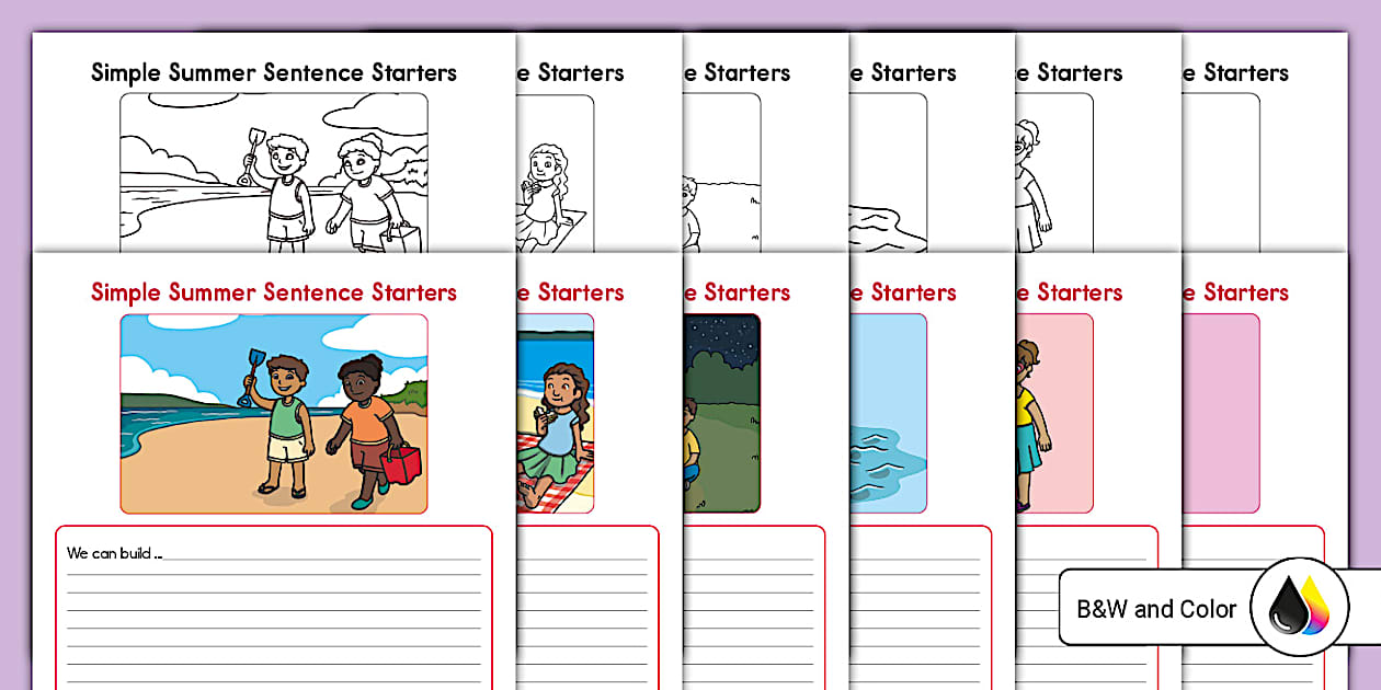 Simple Summer Sentence Starters: Writing Prompts - Twinkl