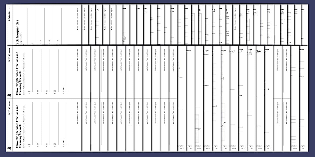 👉 GCSE Higher Maths Quick Questions: Revision Test Bites