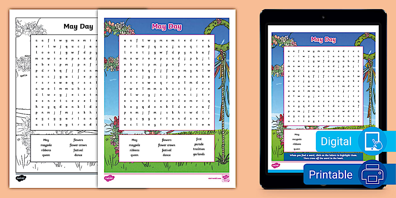 May Day Word Search (teacher made) - Twinkl