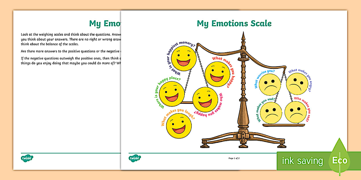 My Emotions Scale Worksheet (teacher made) - Twinkl
