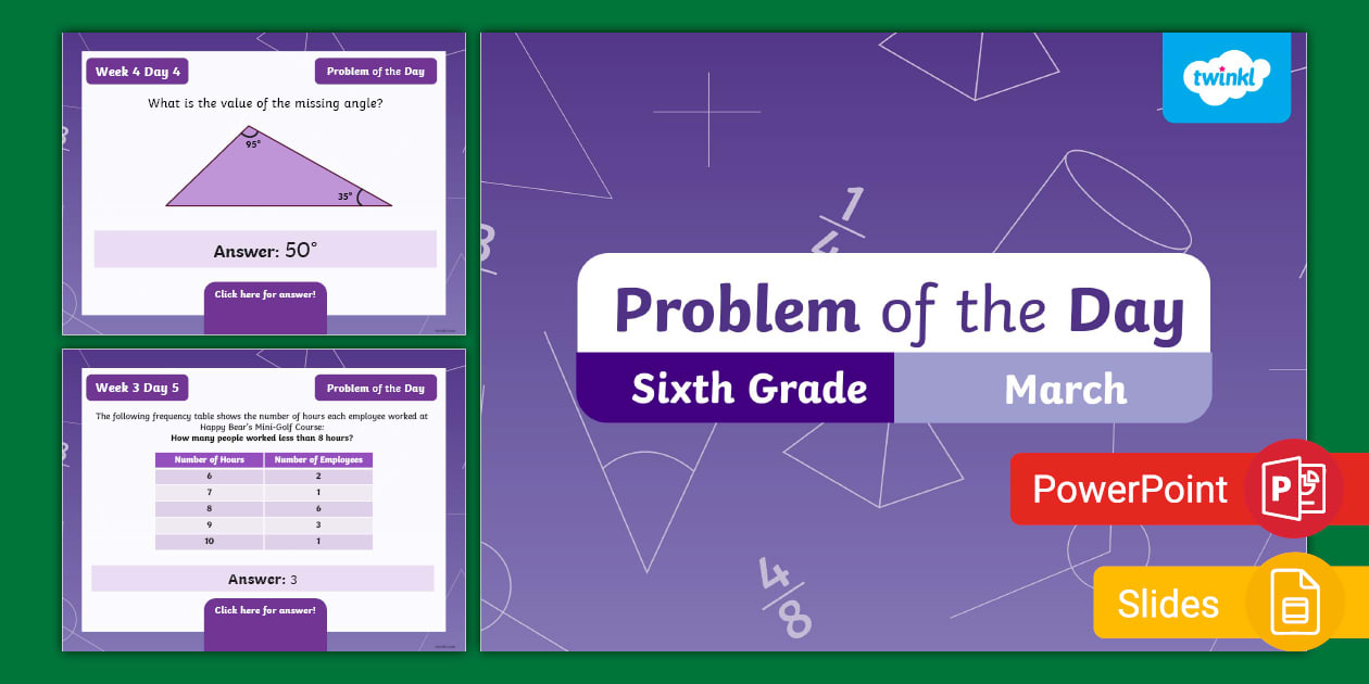 Sixth Grade Math Problem of the Day March PowerPoint & Google Slides
