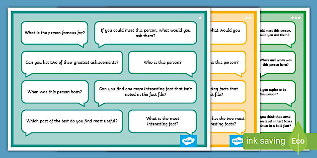 Differentiated Generic Question Mats for Fact Files - Twinkl