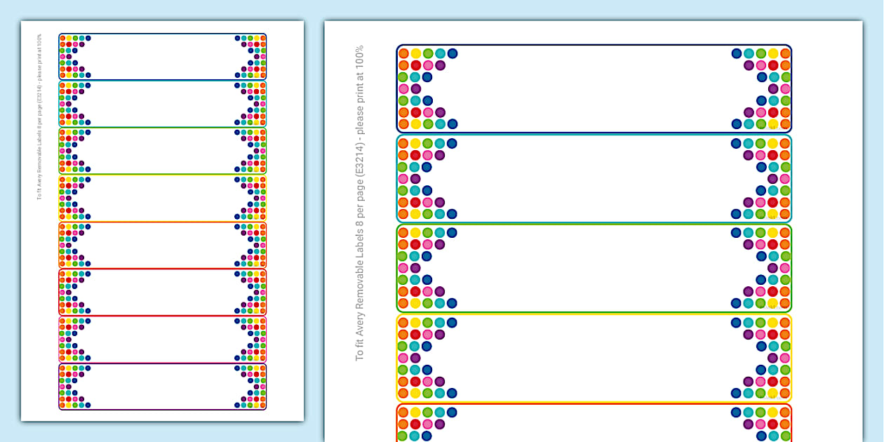 Multicoloured Polka Dot Tote Tray Name Labels - Twinkl