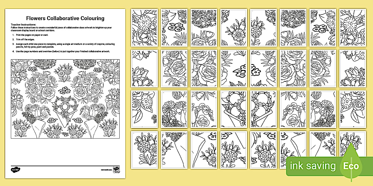 Flowers Collaborative Colouring Activity (teacher made)