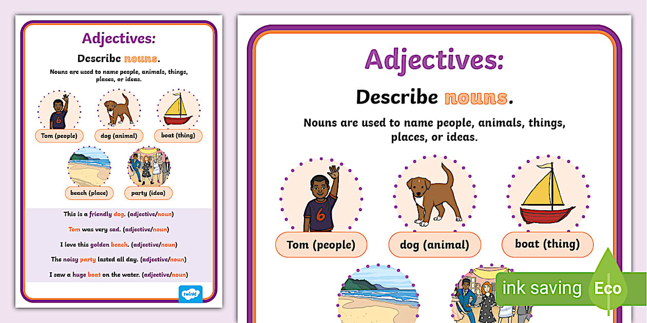 Written Language Features Poster: Adjectives (teacher made)