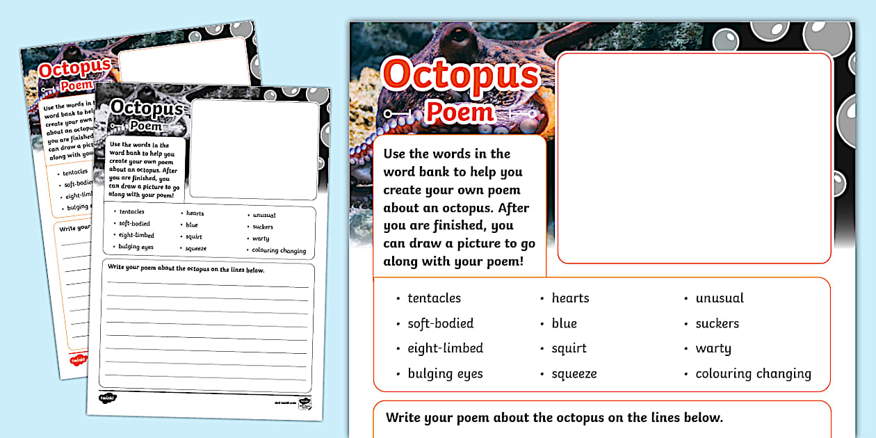 Octopus Poem Writing Template (teacher made) - Twinkl