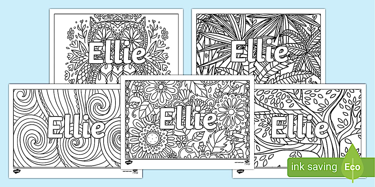 Ellie Mindfulness Name Colouring Activity | Twinkl Activity