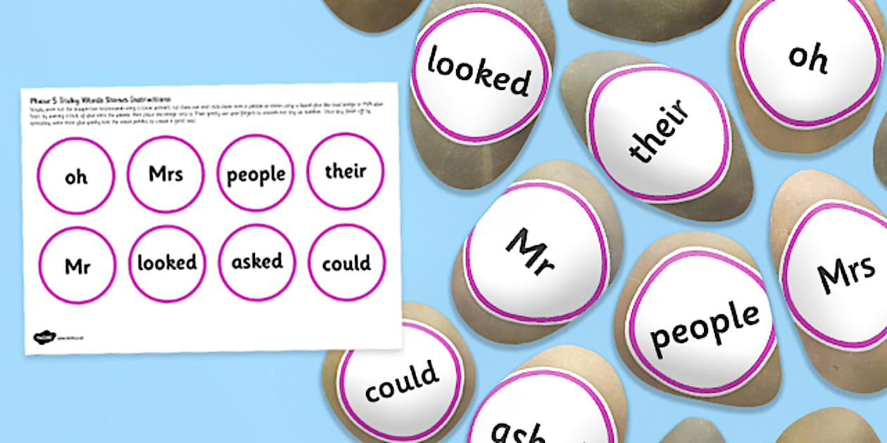Cursive Tricky Words Stone Cut Outs Phase 5 (teacher made)