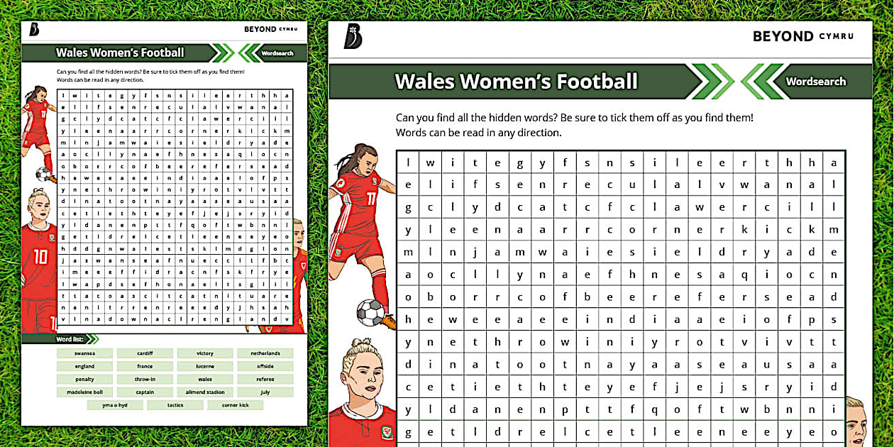 Wales Women's Football Wordsearch