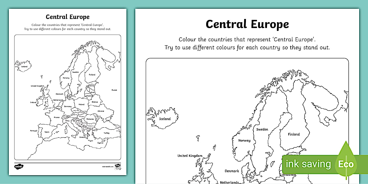 Central Europe Colouring Activity (teacher made) - Twinkl