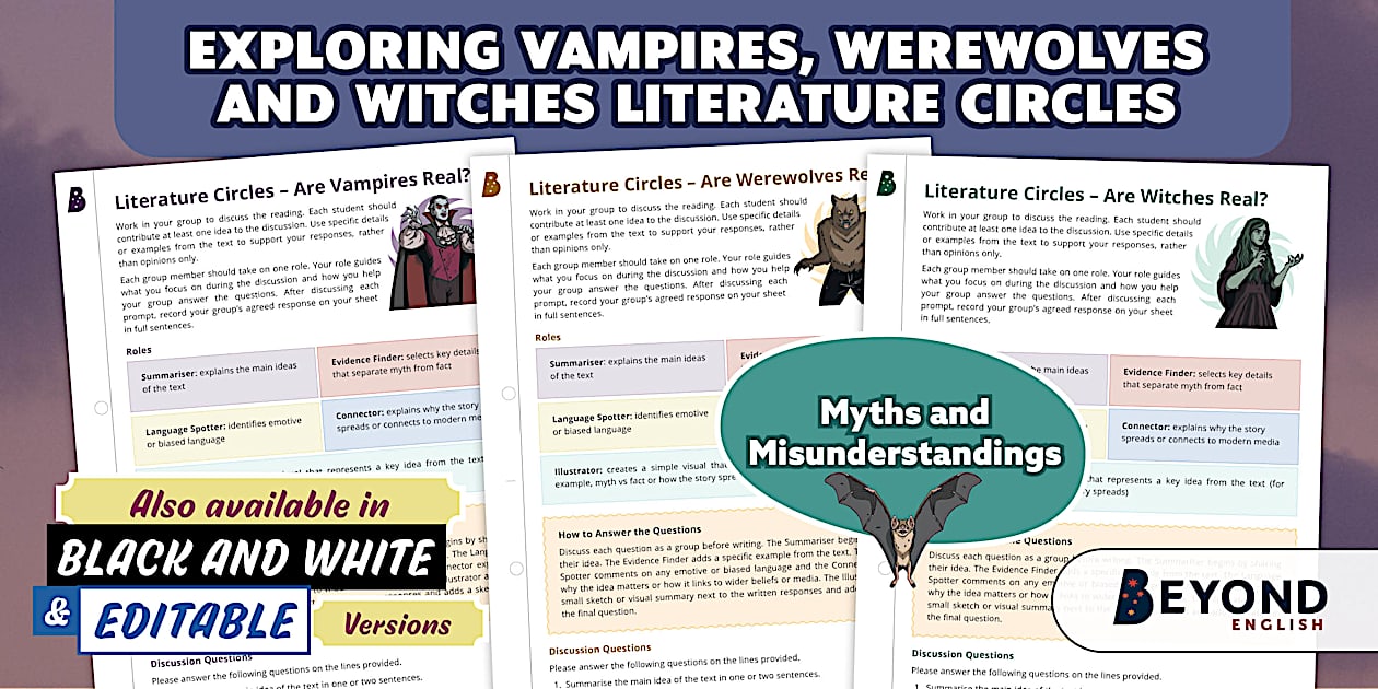 Myths and Misunderstandings - Literature Circles Activity