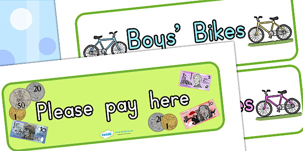 Bicycle Shop Display Signs - Twinkl