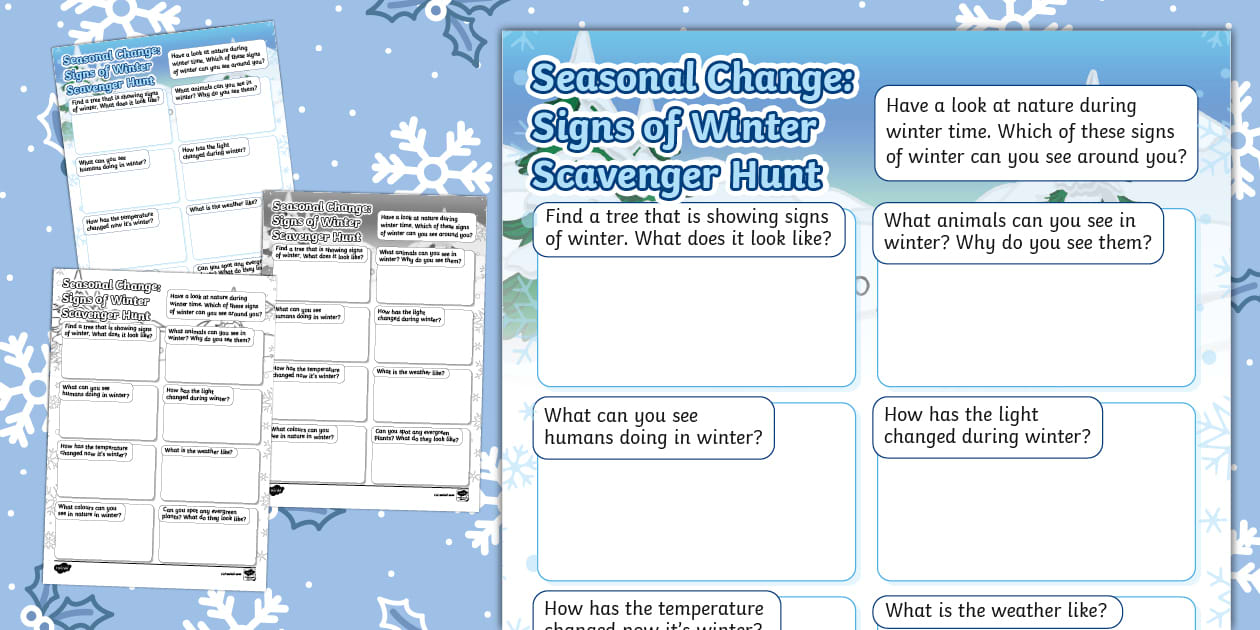 Seasonal Change: Signs of Winter Scavenger Hunt - Twinkl