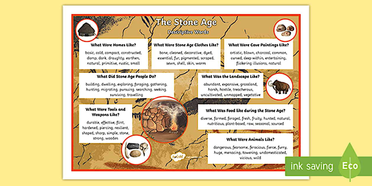 KS2 The Stone Age Descriptive Word Mat (Teacher-Made)