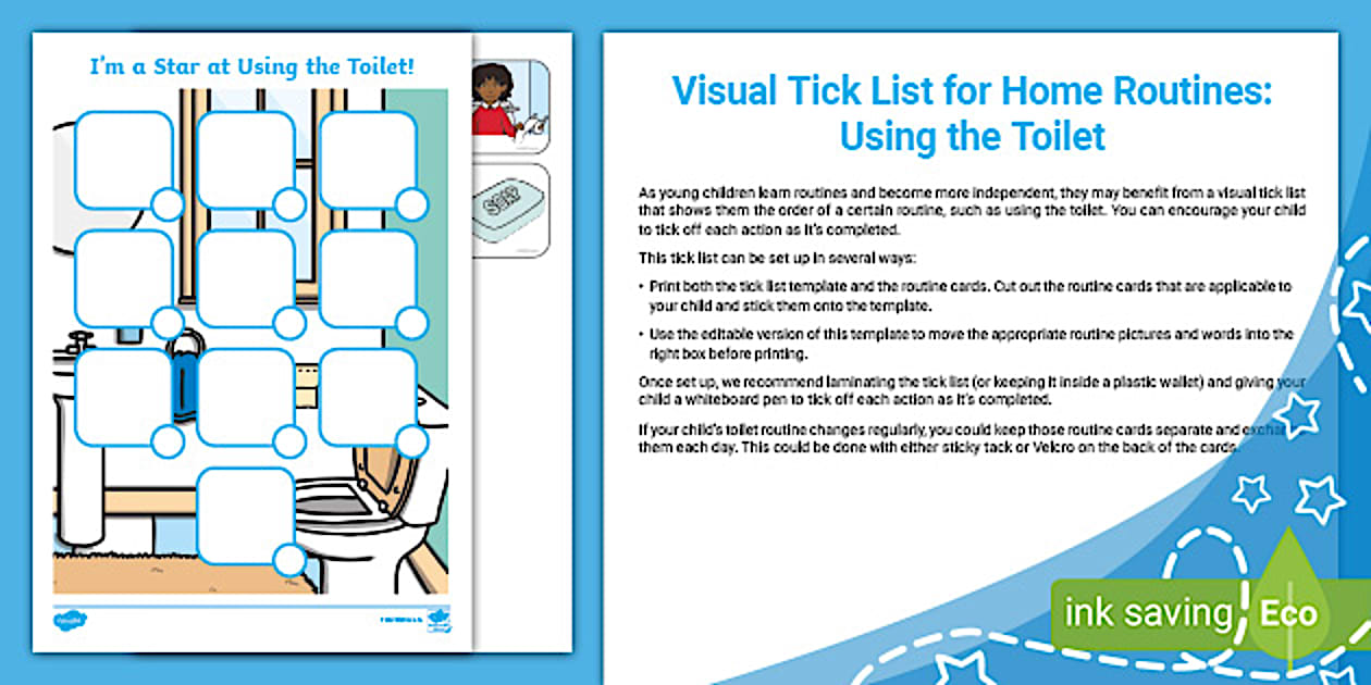 Visual Tick List for Home Routines: Using the Toilet