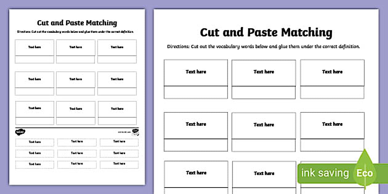 Editable Template: Cut and Paste Matching Activity - Twinkl