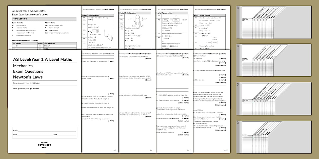 👉 Newton's Laws Exam Style Questions (teacher made)