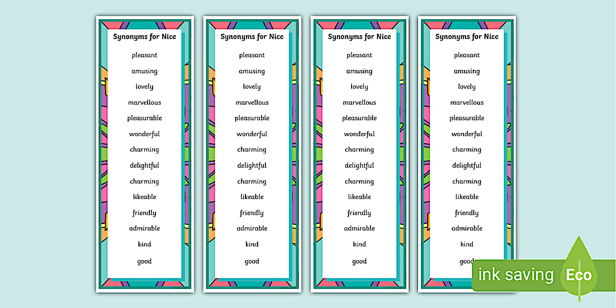 Synonyms for Nice Bookmark (teacher made) - Twinkl