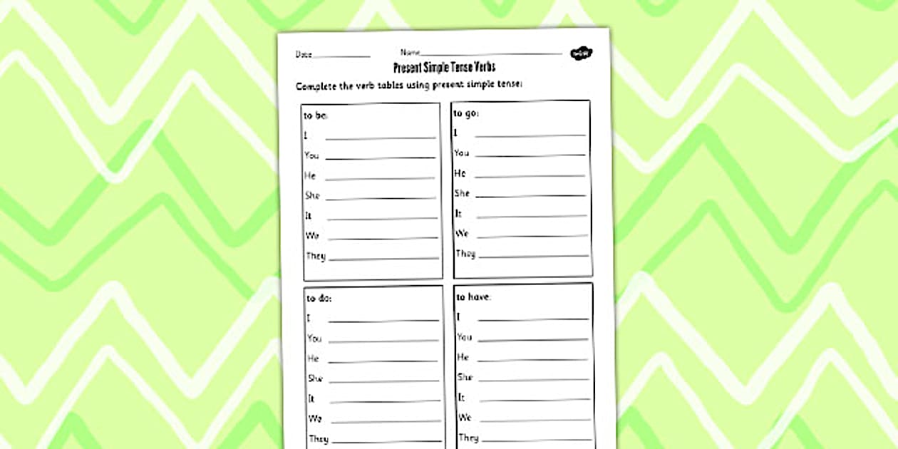Present Simple Tense Verbs Worksheet - ESL Present Simple Worksheet