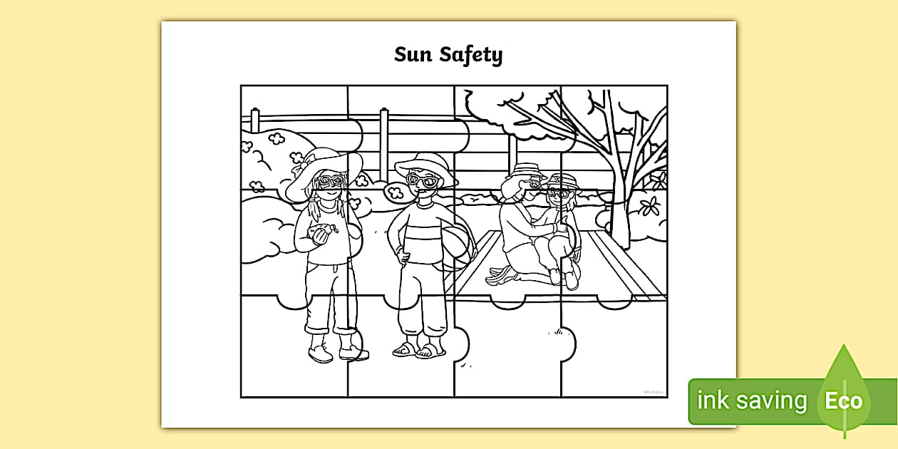 Sun Safety Jigsaw Puzzle Activity (teacher made) - Twinkl