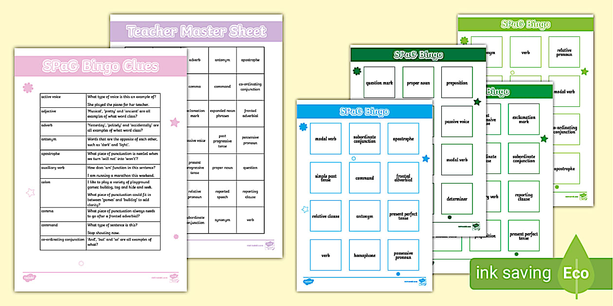 SPaG Bingo - English Resource - Upper KS2 (teacher made)