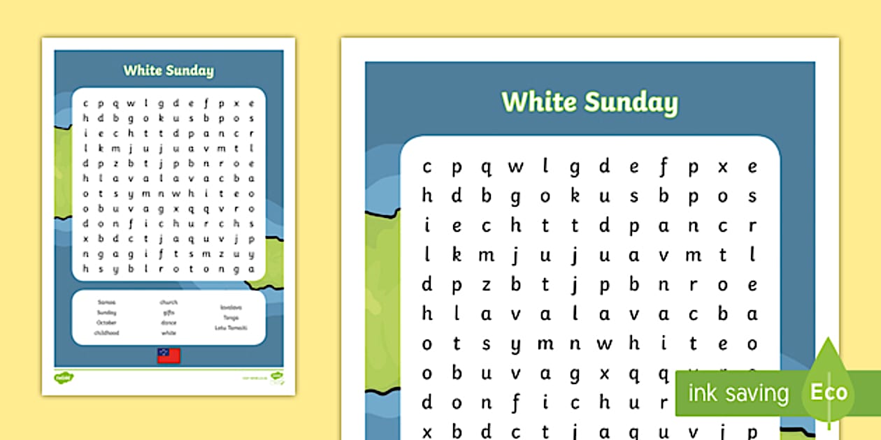 White Sunday Word Search (teacher made) - Twinkl