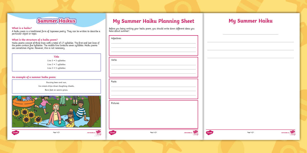 * NEW * Summer Haiku Poem Worksheet (teacher made) - Twinkl