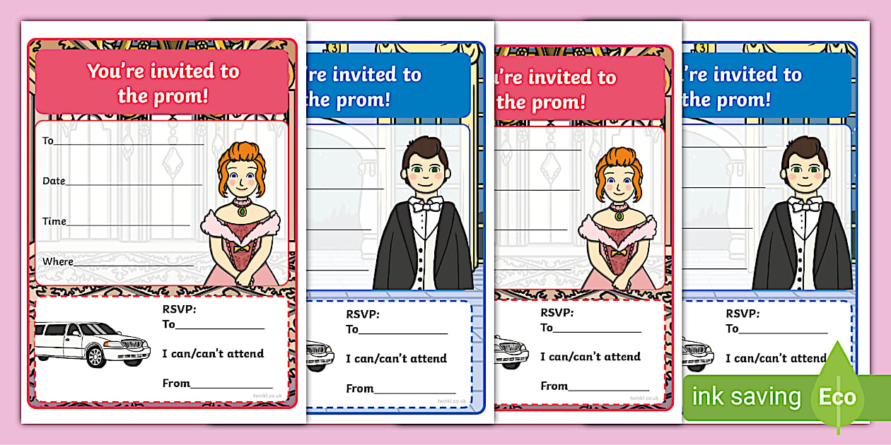 Prom Themed Invitations (Teacher-Made) - Twinkl