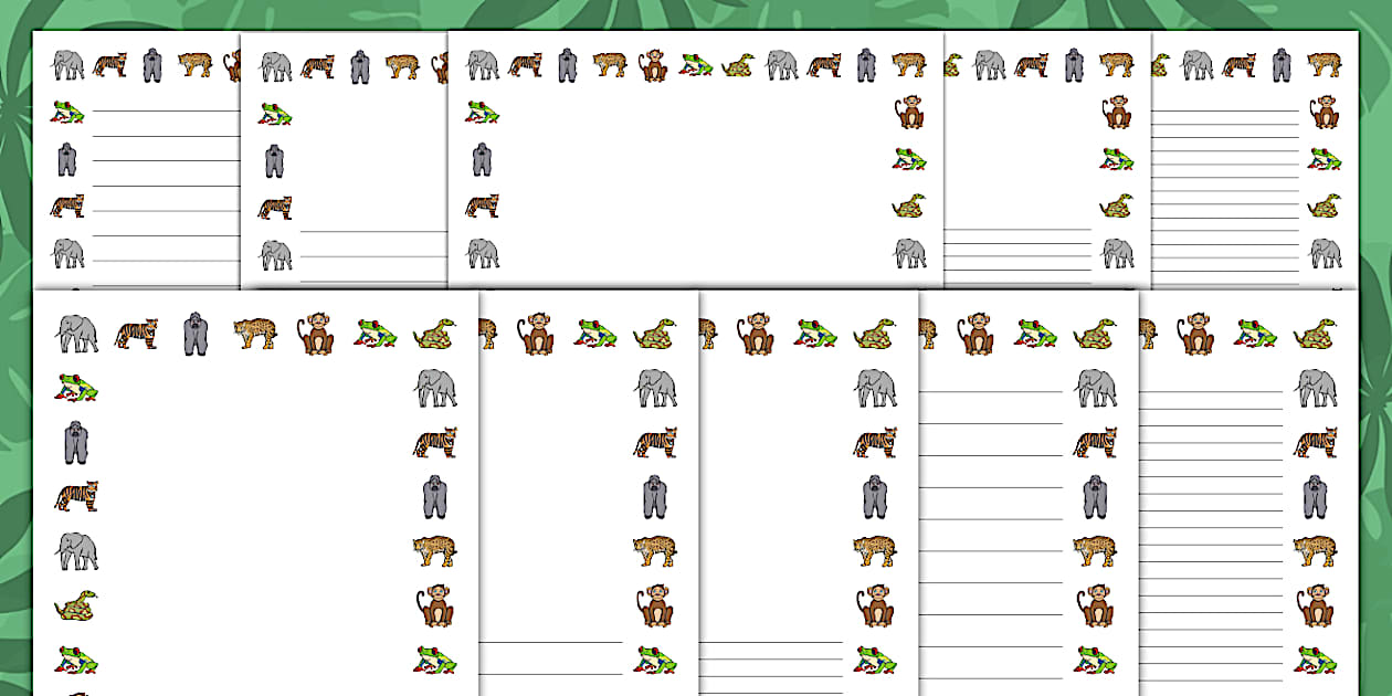 Jungle and Rainforest Page Borders (teacher made) - Twinkl