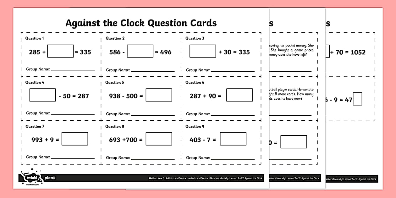 Adding and Subtracting Three-Digit Numbers and Ones, Tens and Hundreds