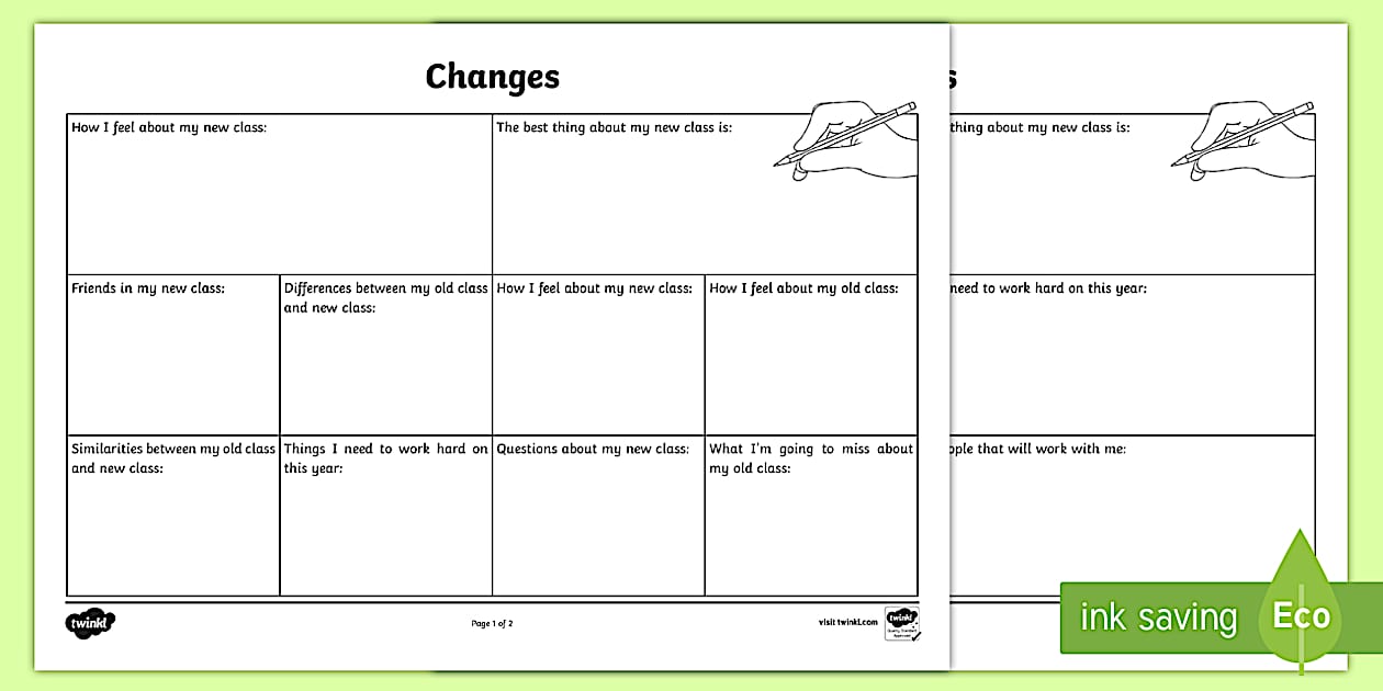 👉 Changes Transition Worksheet (teacher made) - Twinkl