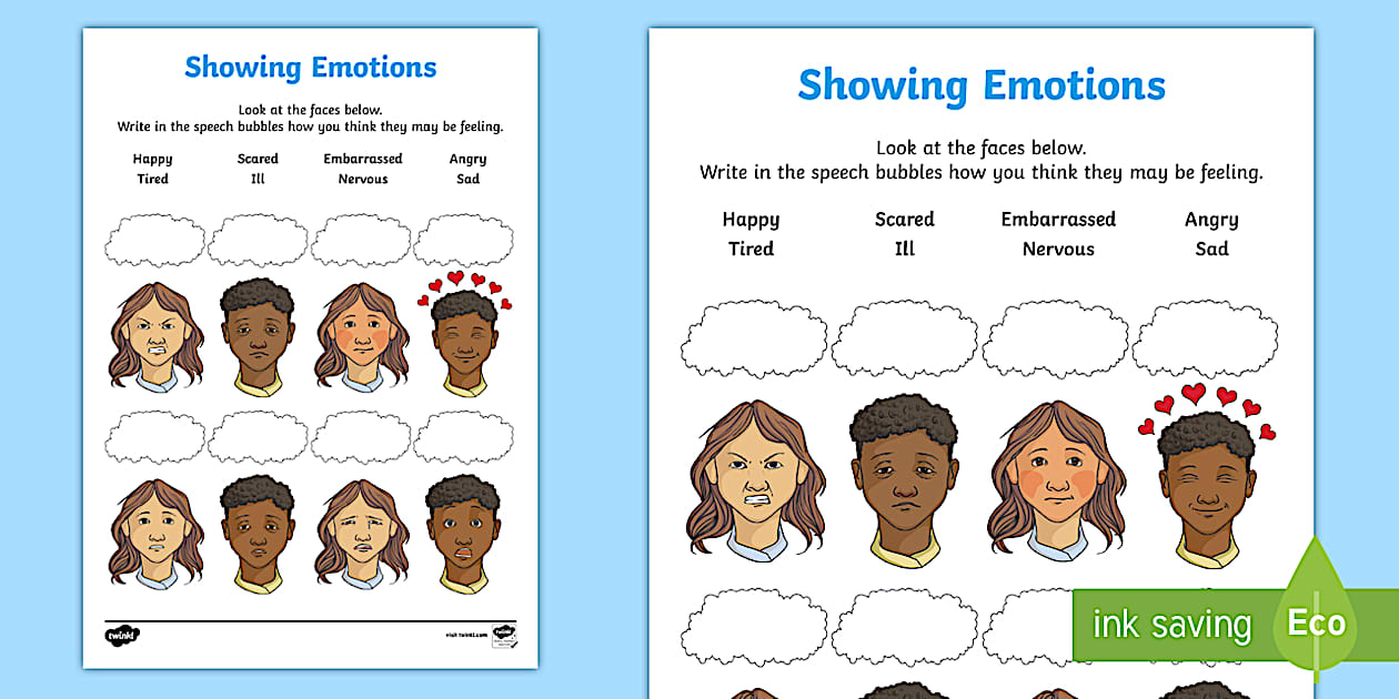 Showing Emotions Worksheet – Label Emotions Worksheet PDF