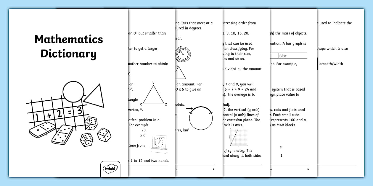 Mathematical Language Dictionary Maths Booklet - Twinkl