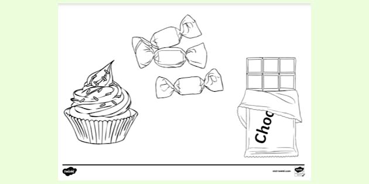 Sweet Treats Colouring Page (Teacher-Made) - Twinkl