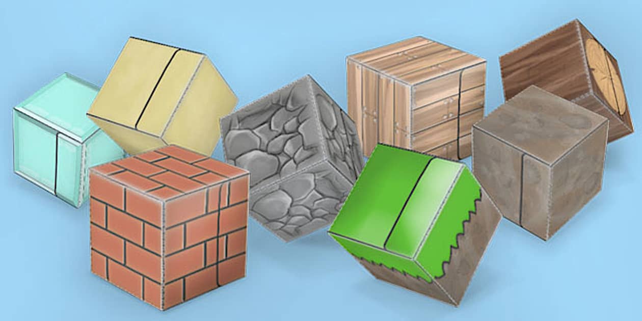 Textured Block Adventurer Paper Model Building Blocks Pack