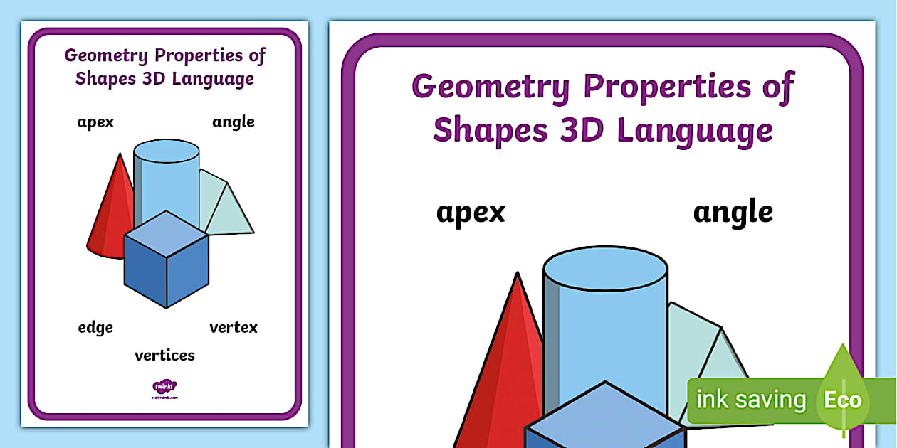 Key Stage 1 Geometry Properties of Shapes 3D Language Poster - Shapes