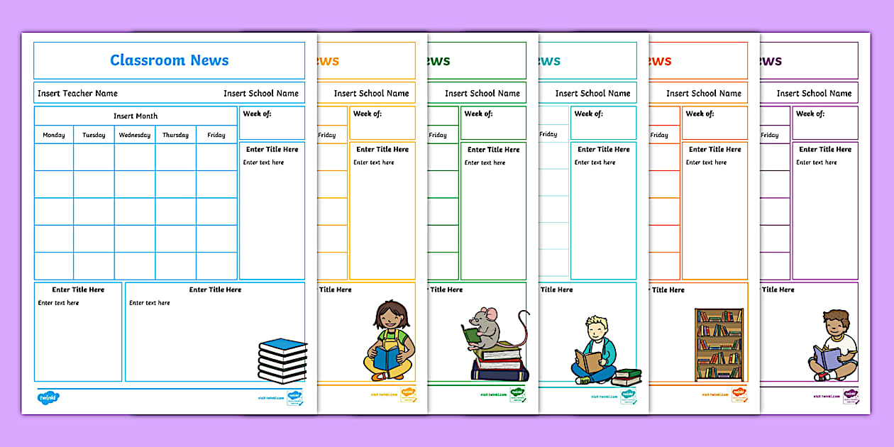 Editable Books Classroom Newsletters (teacher made) - Twinkl