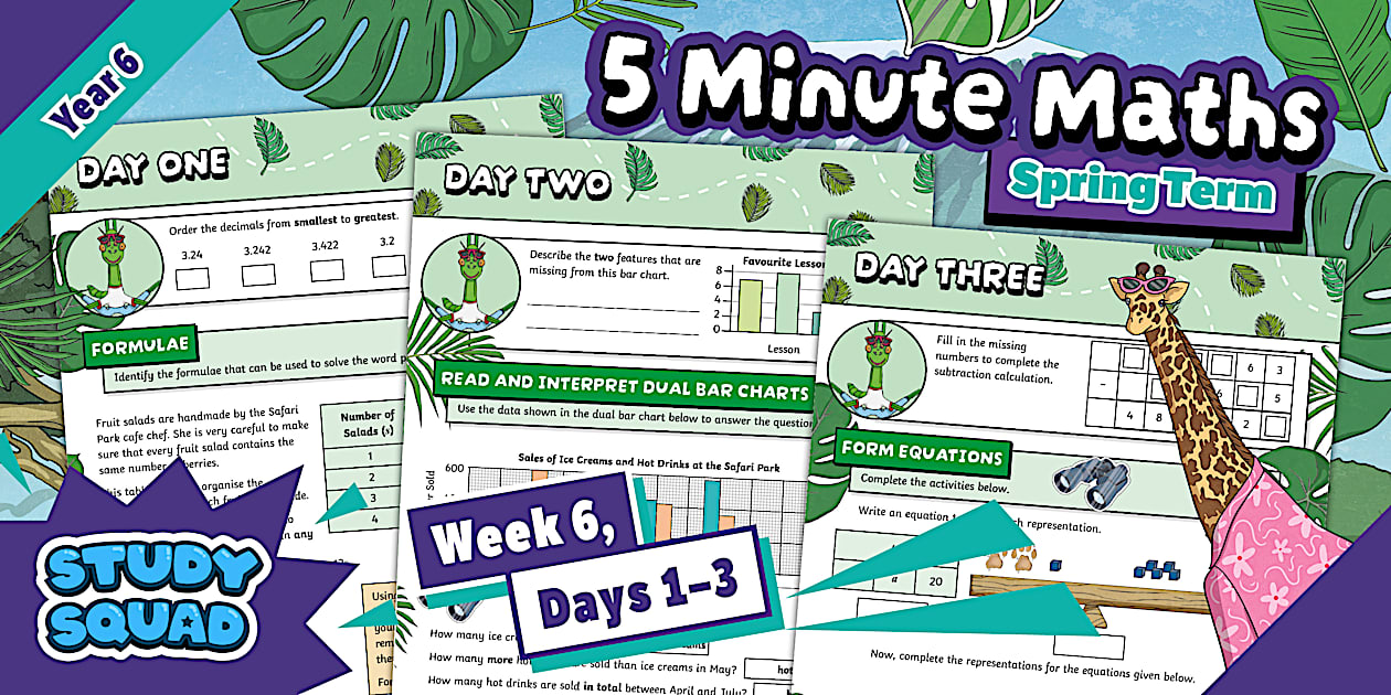 👉 Study Squad 5 Minute Maths - Year 6 Spring - Week 6 Days 1-3